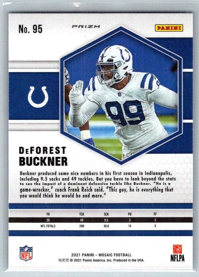 DeForest Buckner 2021 Panini Mosaic Silver Prizms #95 Indianapolis Colts | eBay