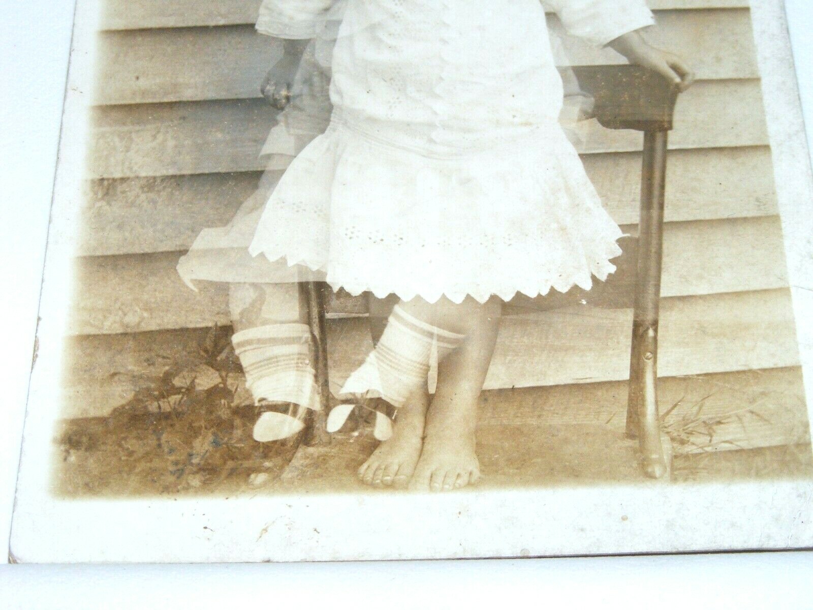 VTG Double Exposure Photo 1930s Young Girl Ghost 4-Legs RPPC Bare Feet ...