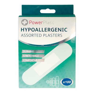 100 Pack Assorted Hypo-Allergenic Plasters Durable, First Aid Medicine ...