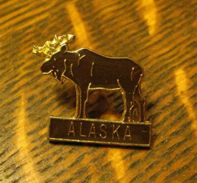 Alaska USA State Lapel Pin - Vintage AK Forest Wildlife Moose Souvenir ...