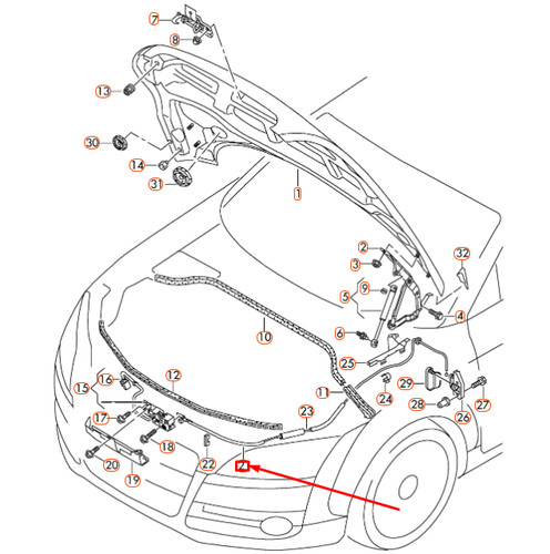 NEW AUDI TT 8J FRONT BONNET LID LOCK CABLE LHD 8J1823531C OEM | eBay
