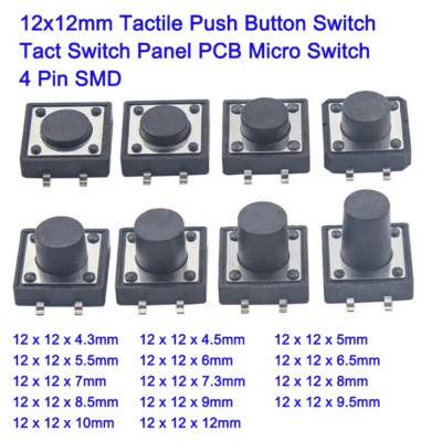 12x12mm Tactile Push Button Switch Tact Switch Panel PCB Micro Switch 4 ...