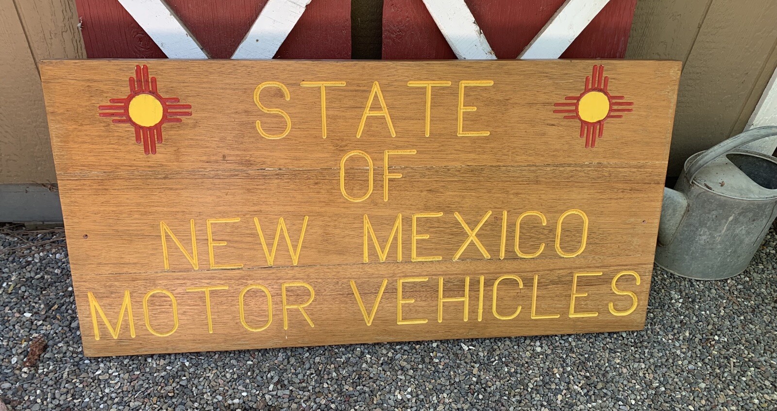 Vintage DMV Wood Advertising Sign 2 Sided State Of New Mexico Painted ...
