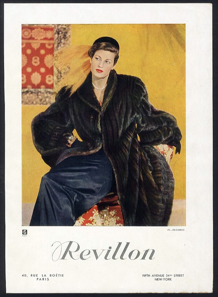 REVILLON FURS 1940's French MAGAZINE Ad MINK Coat Beautiful Woman PARIS NY | eBay