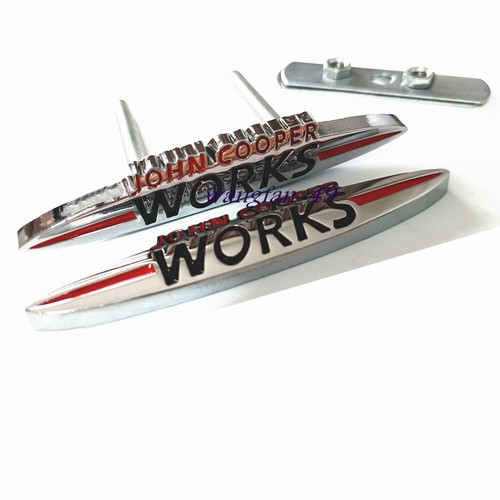 2X 3D JOHN COOPER WORKS Front Grill Rear Badge JCW Emblem Chrome 135mm ...