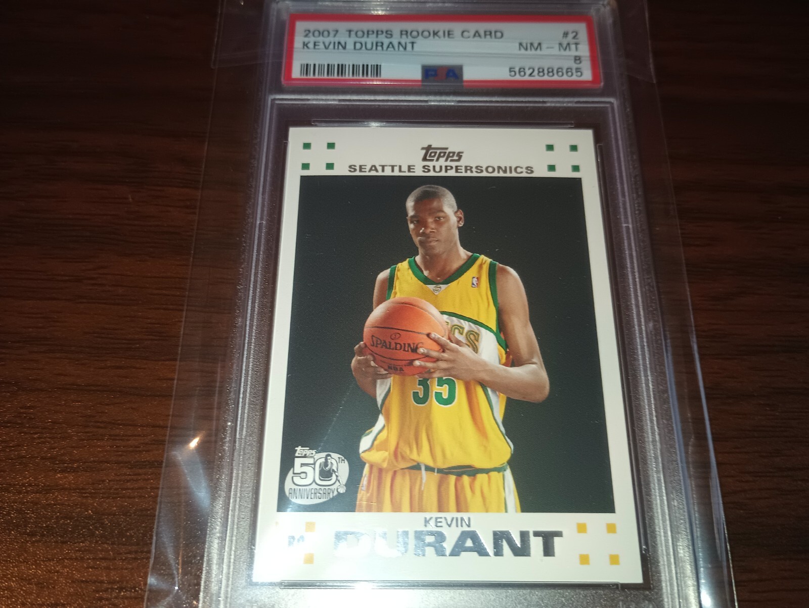 2008 Topps Basketball #2 White Kevin Durant Rookie Card Graded PSA 8 NM ...