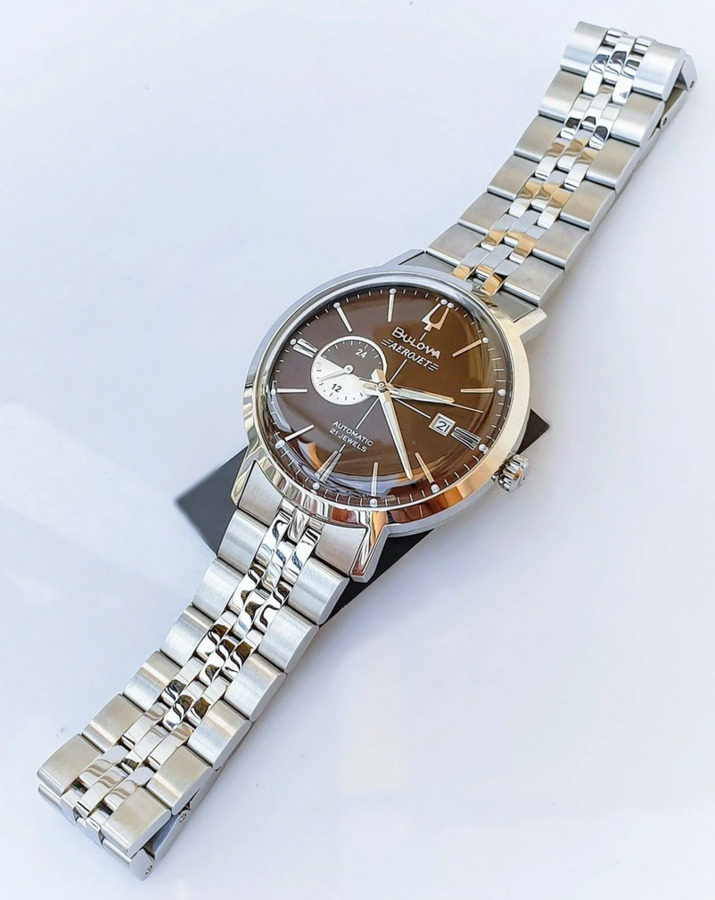 Bulova Automatic Aerojet Men's Brown Dial Date Indicator Watch 96B375 ...