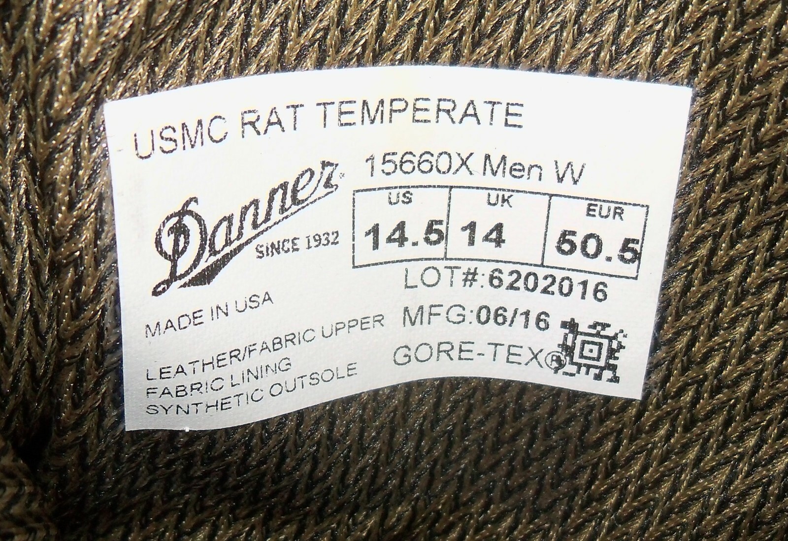 Men's Danner USMC Rat Temperate Mojave GTX Military Hiking Boots ...