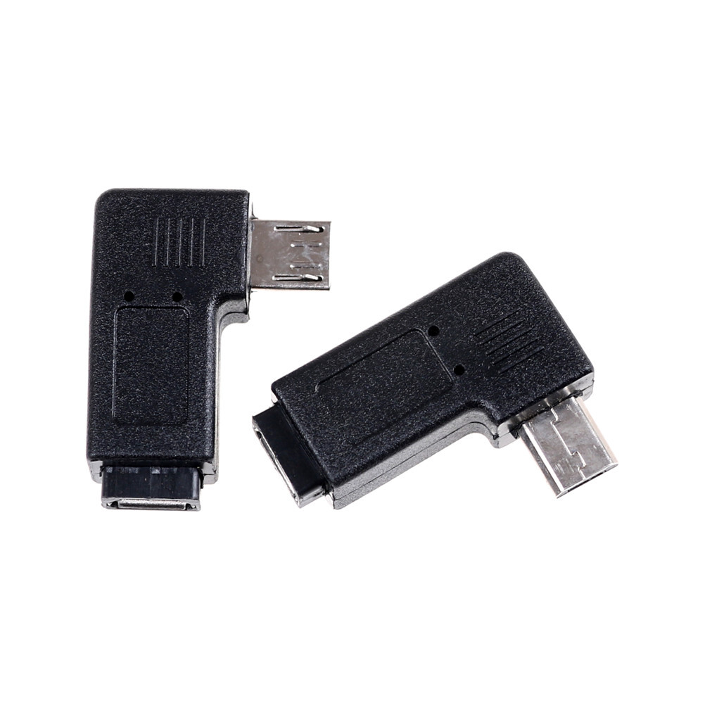 2x 90 Degree Micro Left &Right Angle USB Male to Female Plug Adapter ...