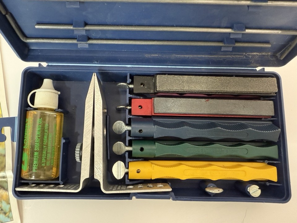 Lansky Diamond Knife Sharpening System Vintage 5 Stone & Bracket Hone ...