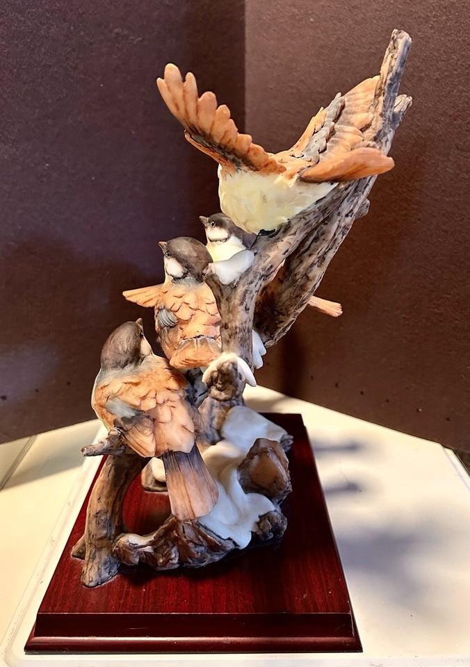 Montefiori Collection Italy Sparrows Birds On Snowy Branch Art Figurine ...