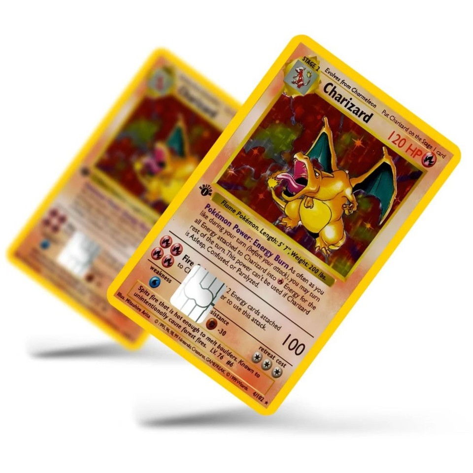 4 Pack Pokemon Charizard Card Skin TCG Anime Gaming Credit Debit ATM ...