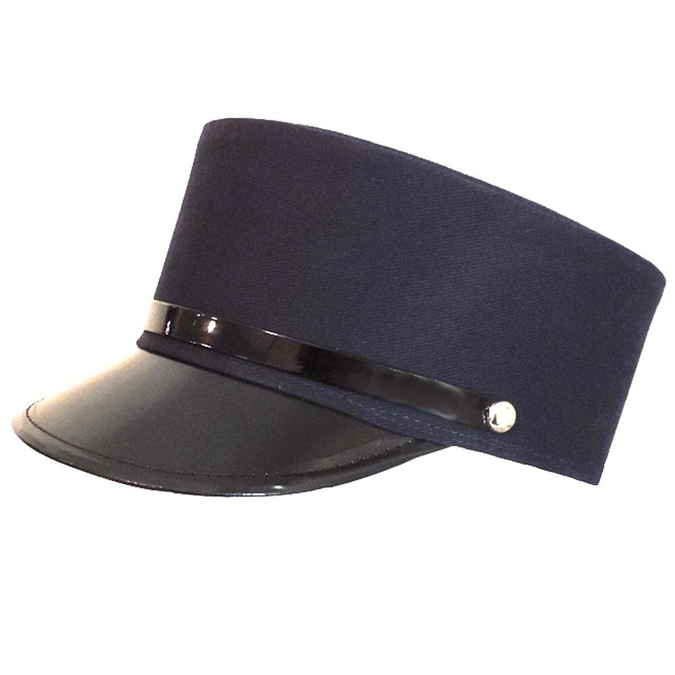 Adult Navy Blue Engineer Train Conductor Hat Cap With Black Vinyl Brim ...