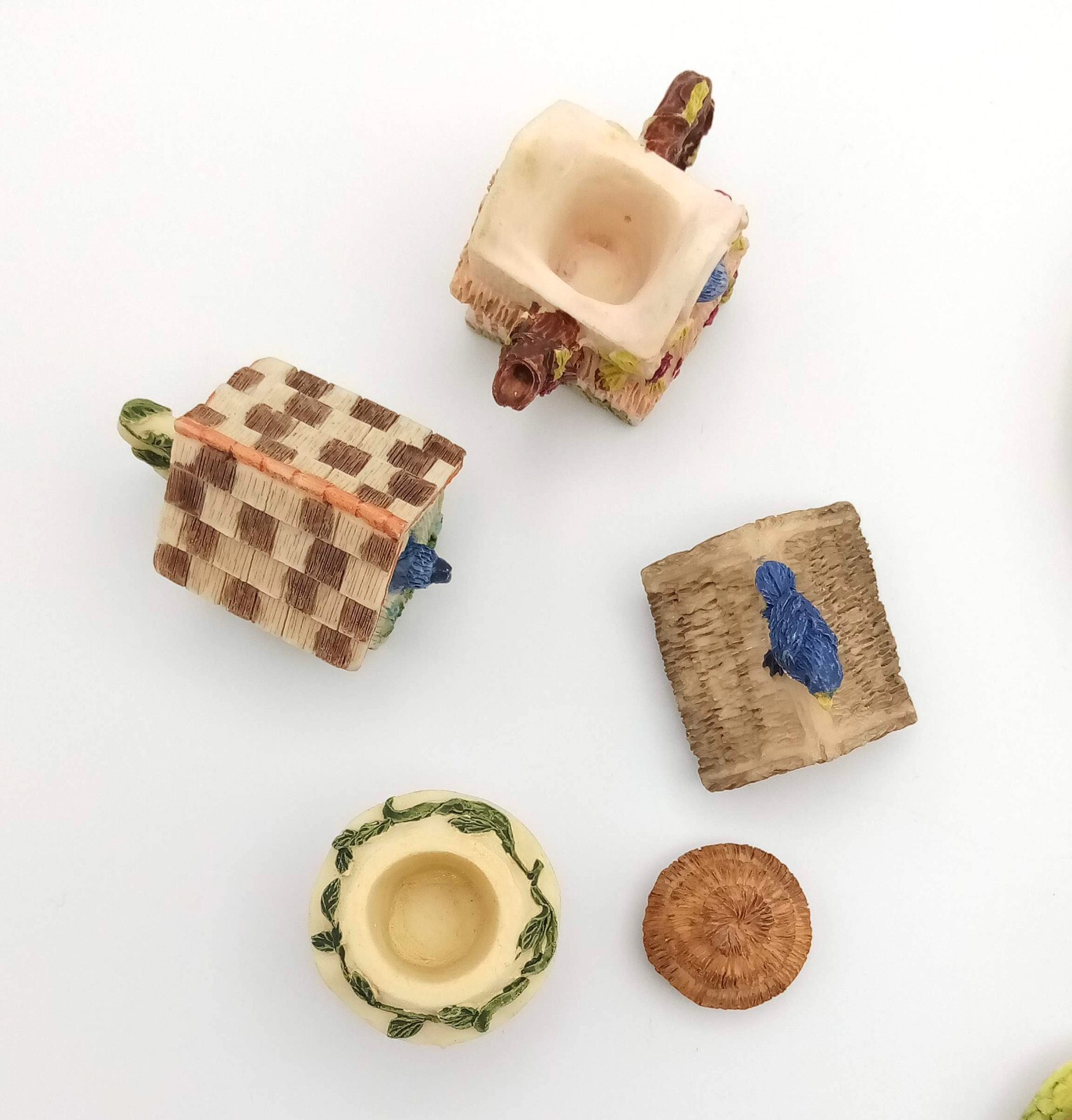 Vintage Popular Imports Mini Resin Tea Set Blue Birds Fruit Trees ...