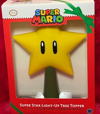 NINTENDO SUPER MARIO 9in. SUPER STAR LIGHT-UP TREE TOPPER FOR CHRISTMAS ...