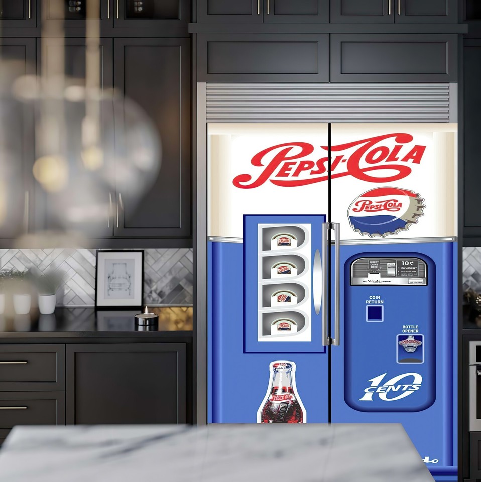 Pepsi Cola Vending Machine Decal Fridge, Peel & Stick Soda Drink Vinyl ...