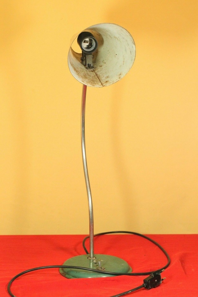 Vintage Soviet Russian USSR Industrial Factory Steel DESKTOP TABLE LAMP ...