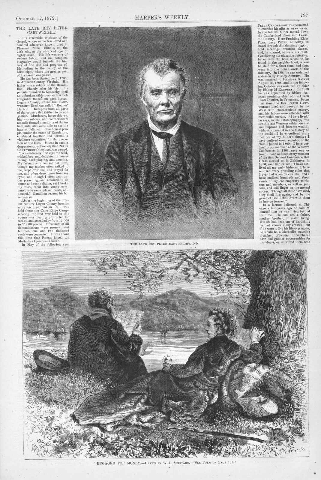 Engaged for Money - and - The Late Rev. Peter Cartwright - 1872 Antique ...