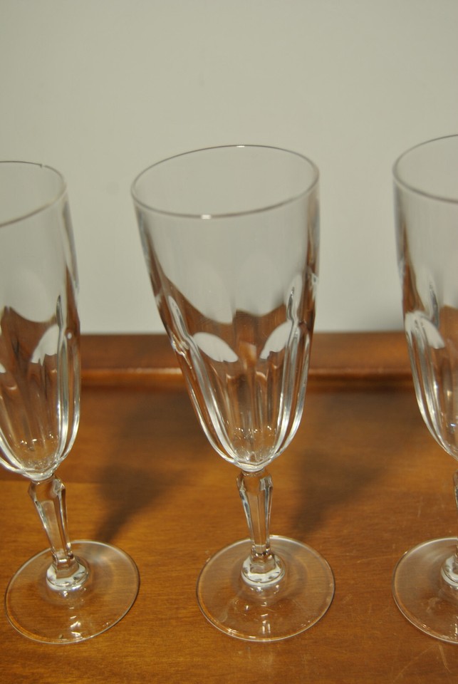 5 Verres flutes en cristal à champagne vin mousseux verre à ped flute ...