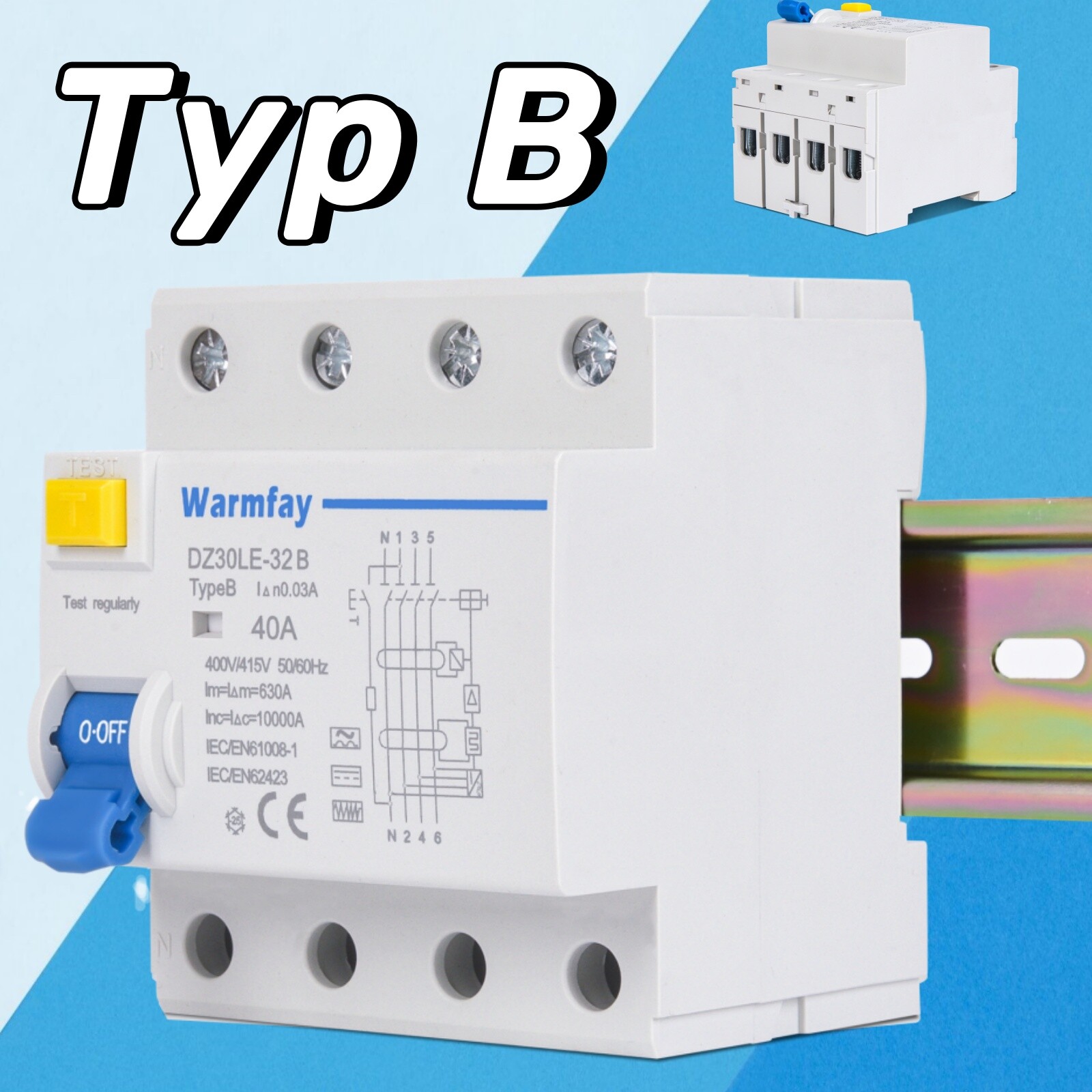 FI Fehlerstromschutzschalter RCD Typ B Wallbox E-Auto Allstromsensitiv ...