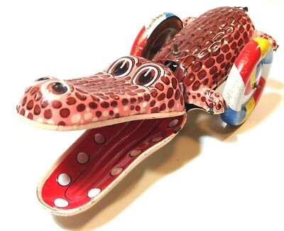 Vintage Tin Litho Toy Cragstan Snapping Alligator Wind-Up Made in Japan ...