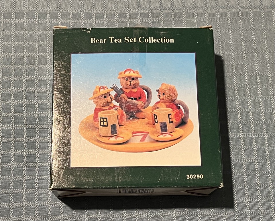 Miniature Tea Set Firefighter Teddy Bears Tea Set Resin Vintage | eBay