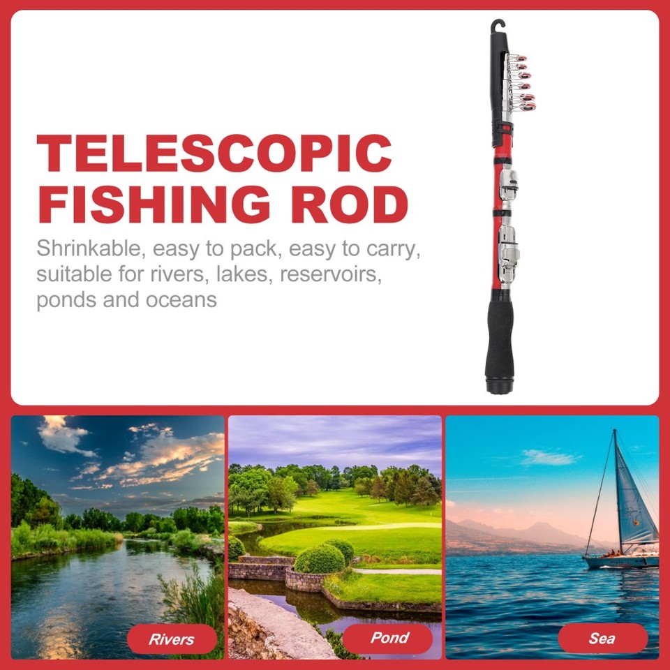 2 Count Mini Portable Fishing Rod Man Travel Tiny Pole Telescopic | eBay