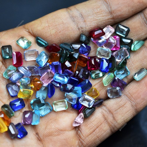 NATURAL Mix Color Sapphire Emerald Cut 9 Ct 9x6 Lot Loose Gemstone ...
