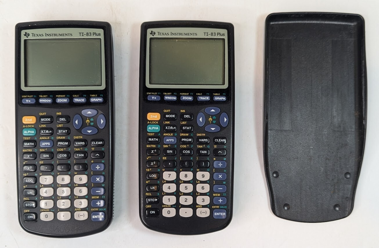 Lot of 2 Texas Instruments TI-83 Plus TI 83 Graphing Calculators Powers ...