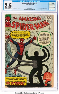 1963 Marvel Comics Amazing Spider-Man 3 CGC 2.5 1st Appearance of ...