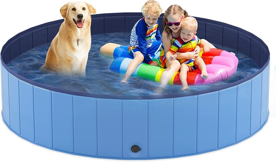 Dog Pool for Large Dogs 63" Portable Hard Plastic Pet Bathing Tub ...