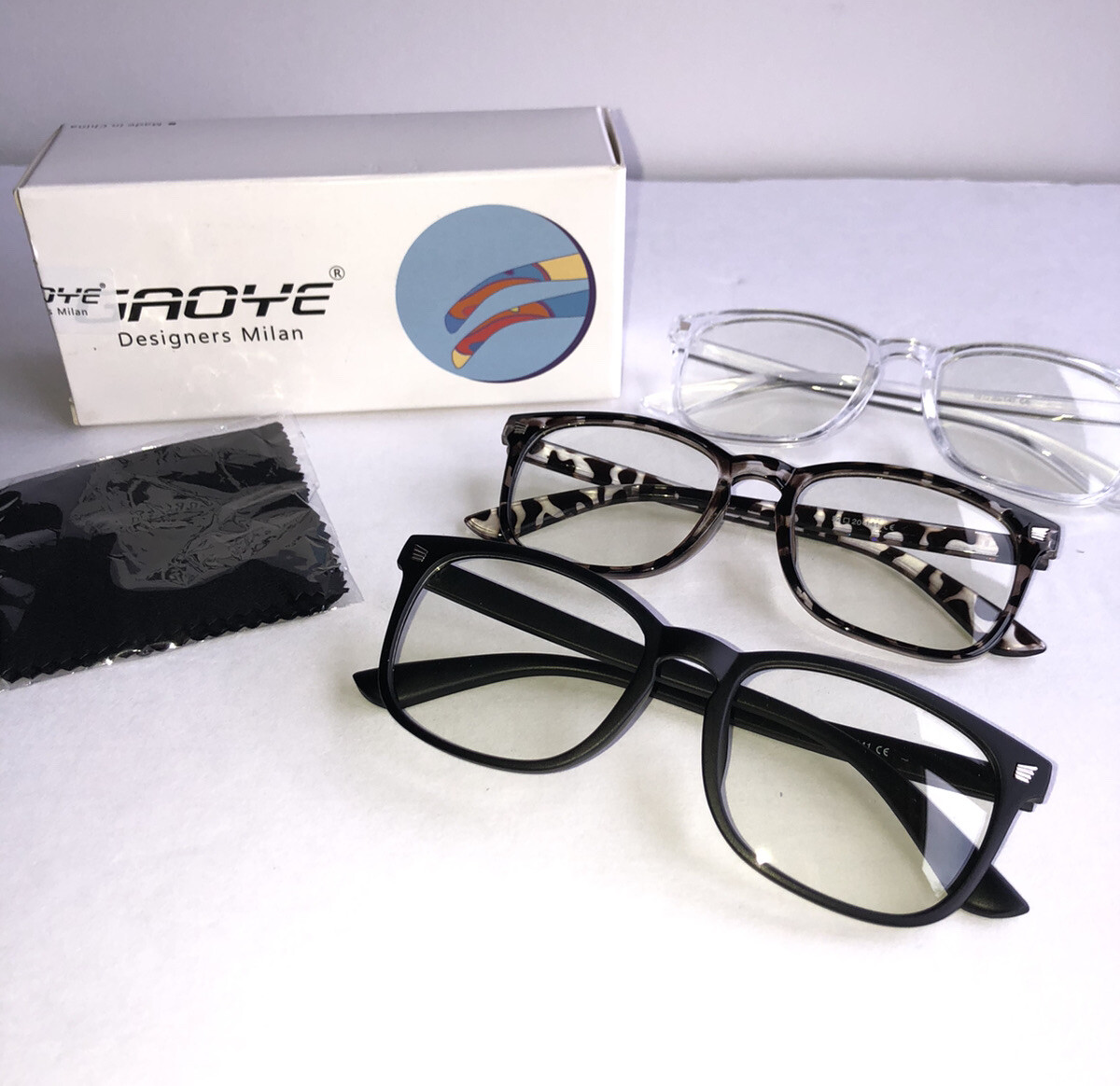 Gaoye Blue Light Blocking Glasses - Fashion Square Fake Eyeglasses (3 ...