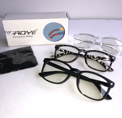 Gaoye Blue Light Blocking Glasses - Fashion Square Fake Eyeglasses (3 ...