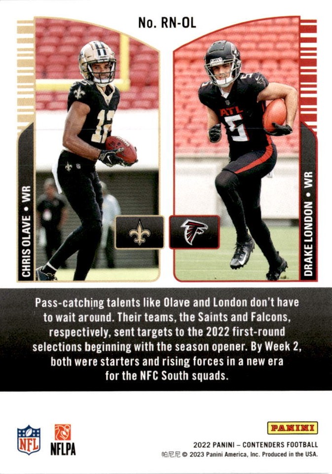 2022 Panini Contenders #RN-OL Chris Olave / Drake London Round Numbers ...