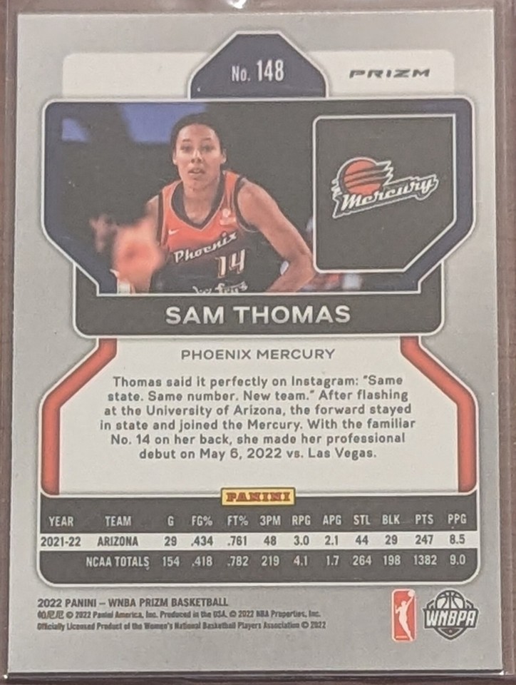 SAM THOMAS 2022 Panini Prizm WNBA Silver Cracked Ice #148 Rookie RC ...