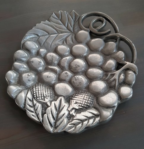 Vintage Embossed Grape Shaped Tray Plate 9"x7" Silver Metal Dish | eBay