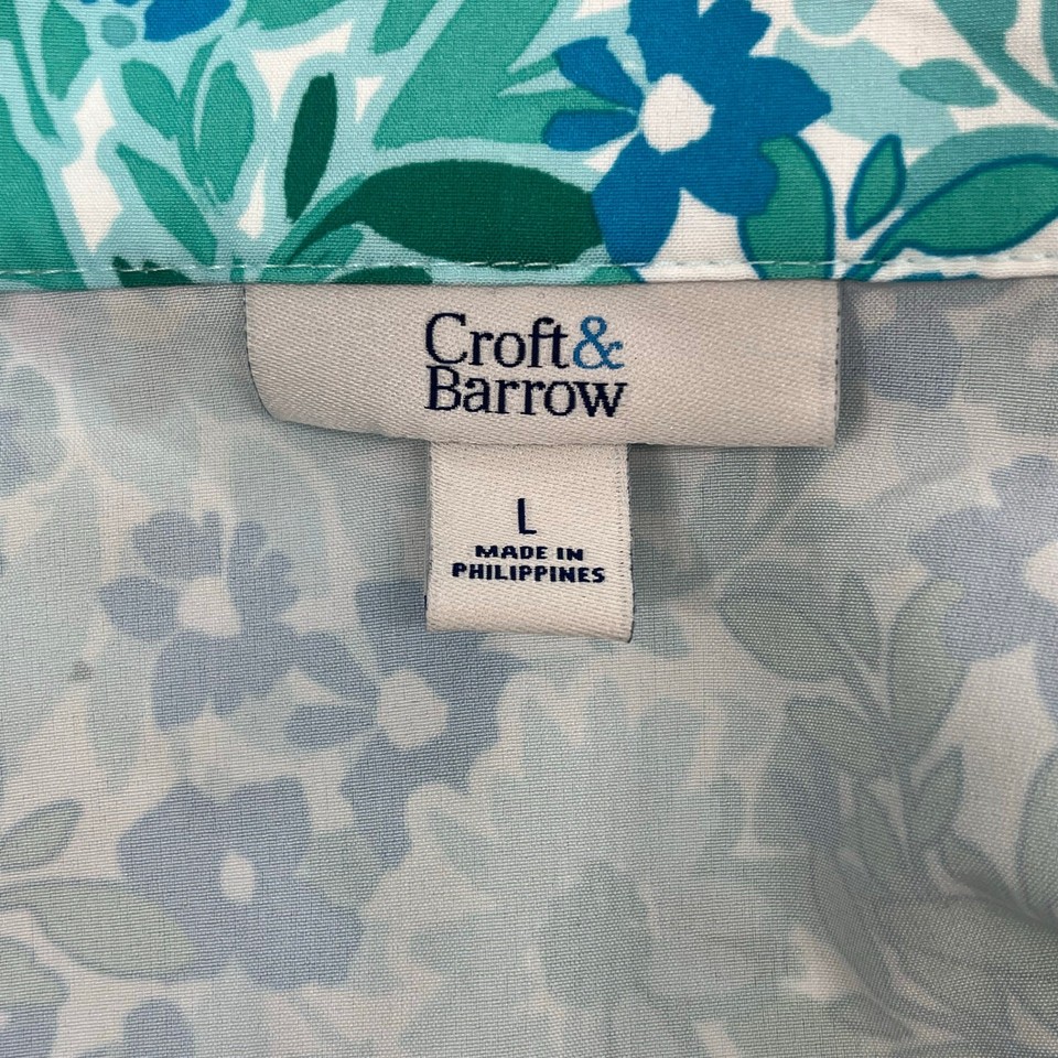 Croft & Barrow Blue Green Floral Lightweight Wicking Long Sleeve Zip Up ...