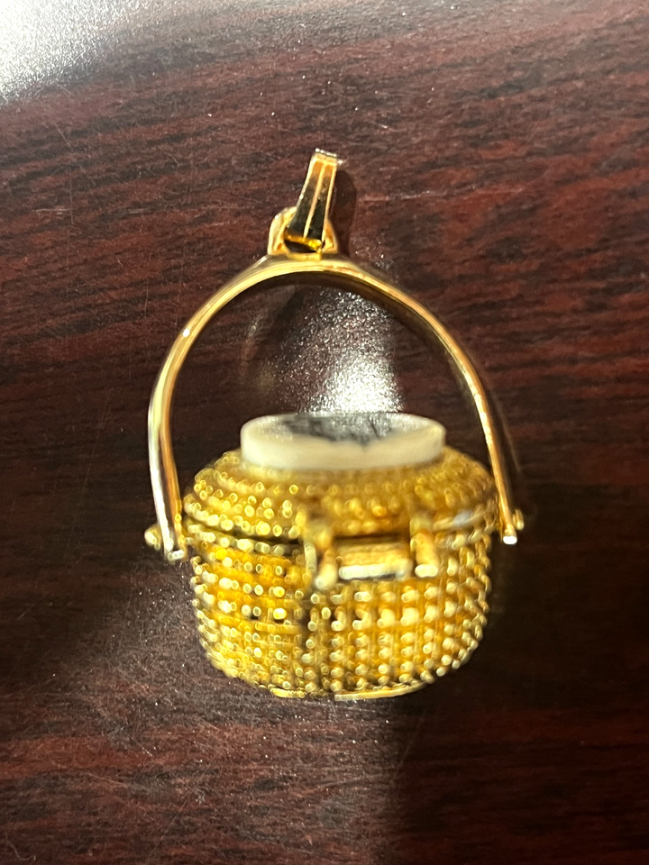 Vtg. Al Doucette 1972 Scrimshaw Nantucket Basket Pendant Goldtone | eBay
