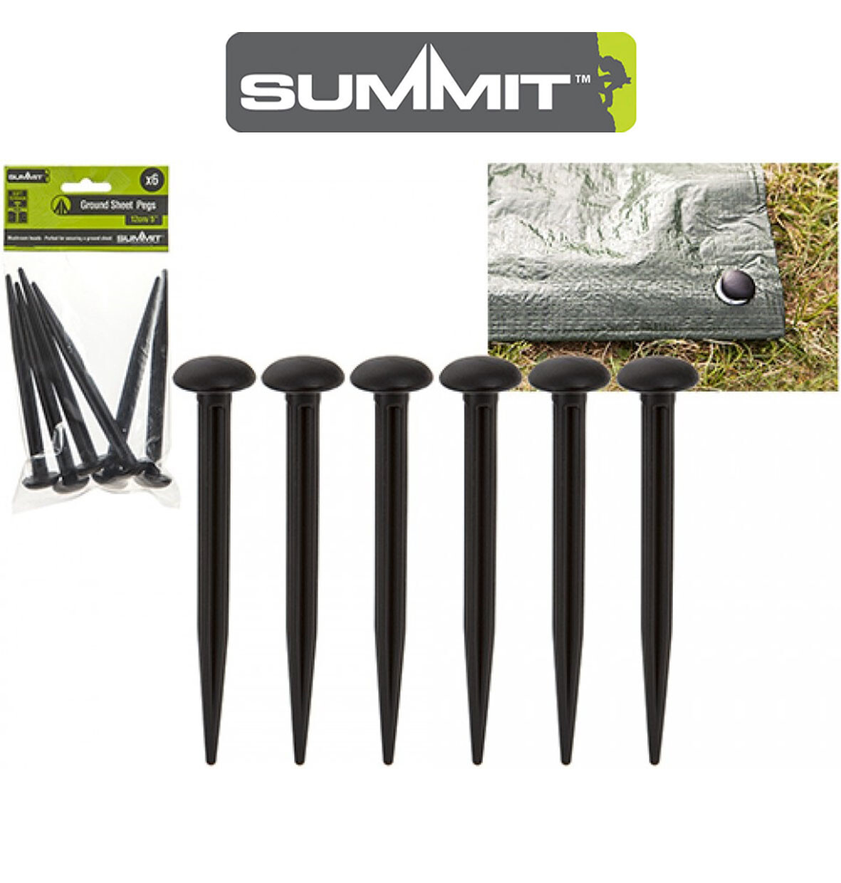 6 Groundsheet Mushroom Tent Pegs Camping Awning Guyline Guy Rope | eBay