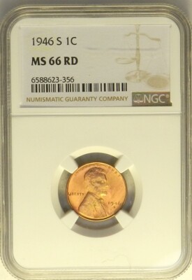 1946 S Lincoln Cent MS66 RD NGC BU Unc Red Wheat Penny [721] | eBay
