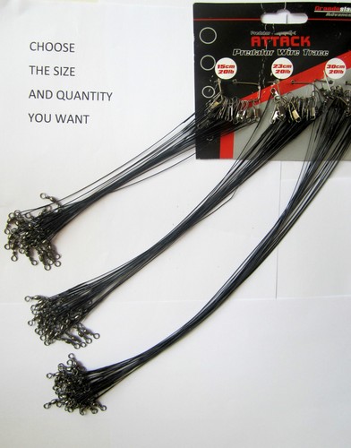 Wire Trace Black Fishing Pike Zander Lure Swivel Link Barrel Hook ...