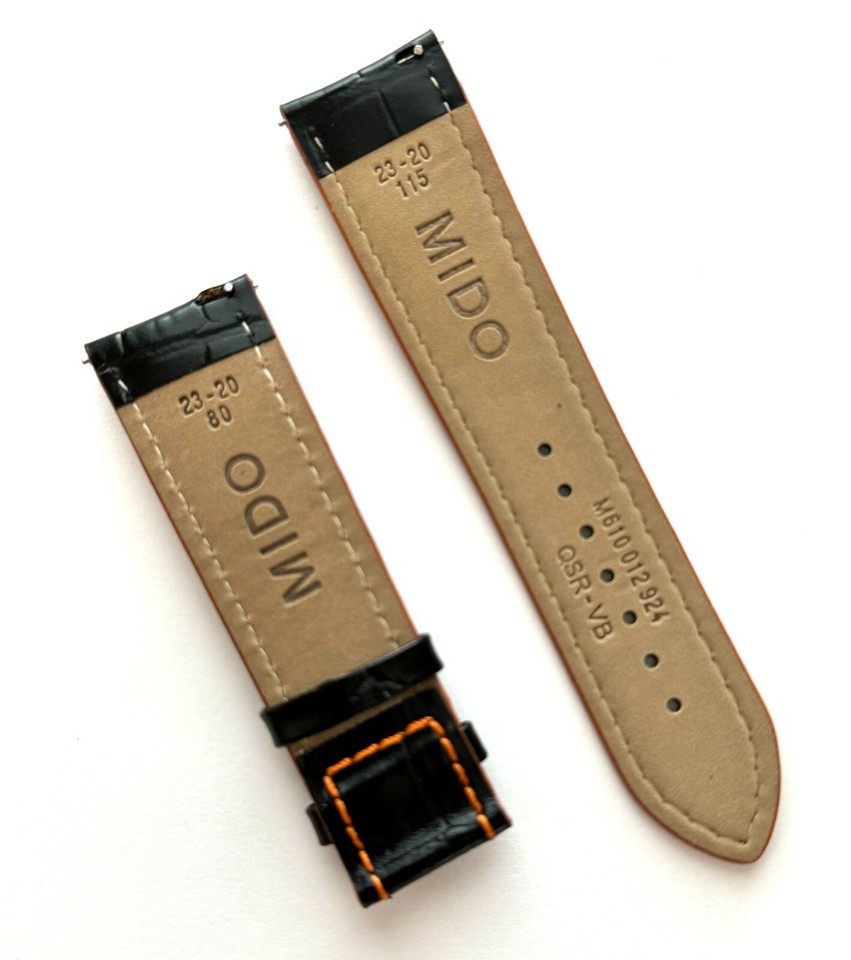 Original MIDO Multifort 23mm M005614A Black / Orange Leather Watch Band ...