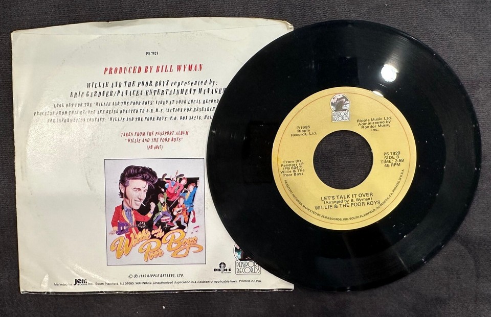 PAUL RODGERS JIMMY PAGE WILLIE & THE POOR BOYS 7" 45 RPM VINYL RECORD ...