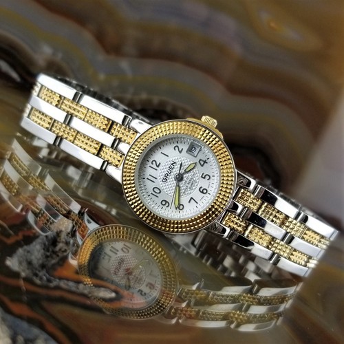 Women's GRUEN Gold & Silver Coin Edge Embossed Watch | eBay