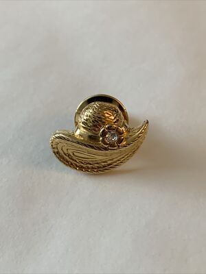 Hat Lapel Pin Signed Avon Wide Brim Hat Goldtone Metal Rhinestone ...