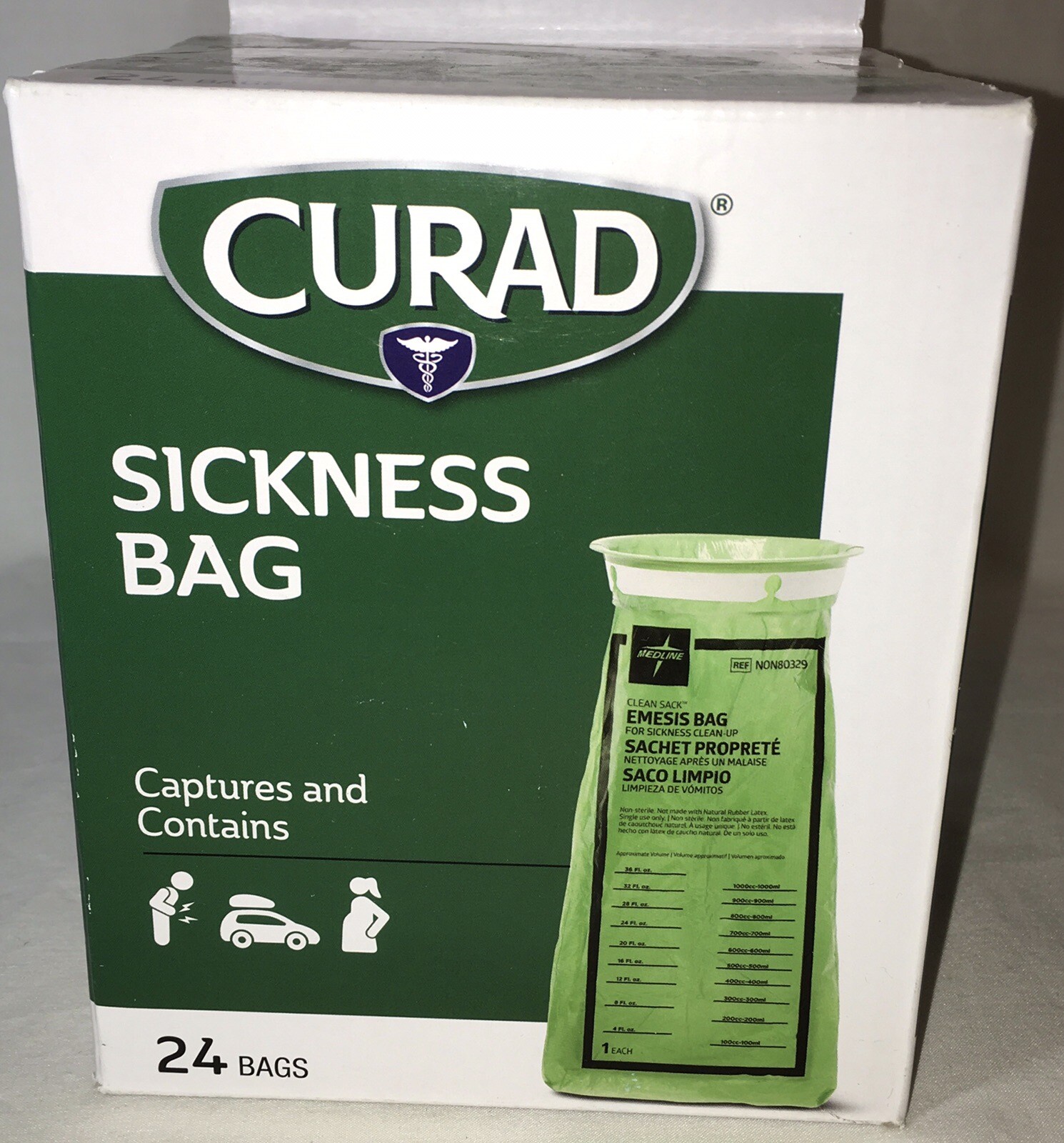 CURAD MEDLINE Emesis PLASTIC Sickness Bags, BOX of 24 BAGS for ...