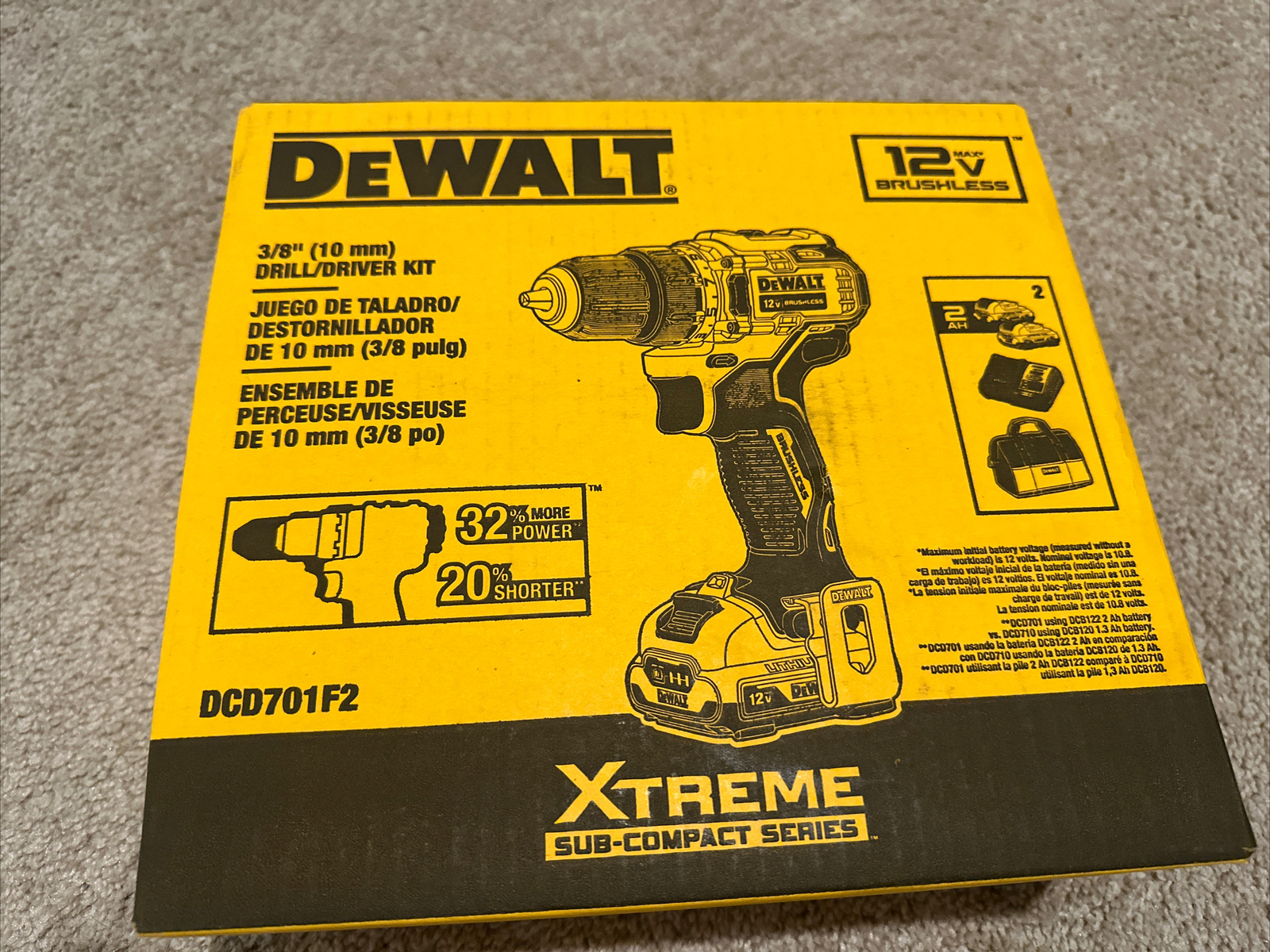 DEWALT XTREME 12V MAX* Cordless Drill / Driver Kit, 3/8-Inch DCD701F2