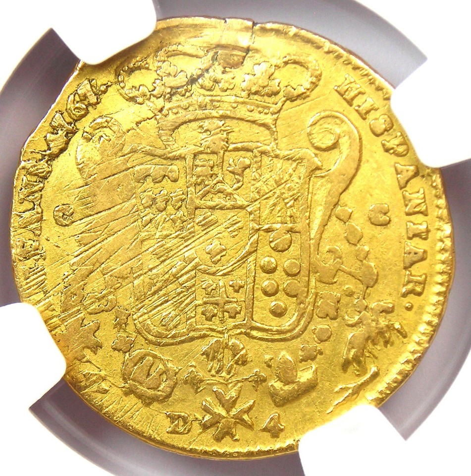 1767 Italy Naples & Sicily Gold 4 Ducats Coin - Certified NGC XF ...