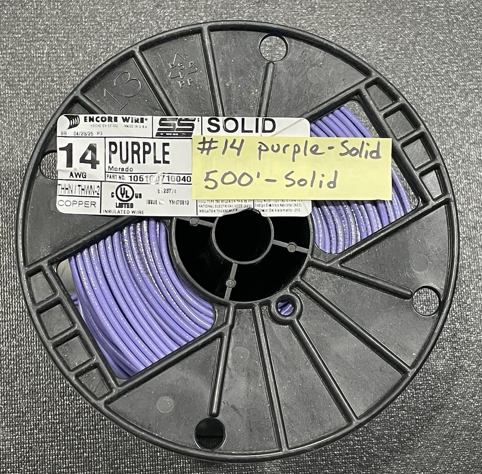 (500’)-#14 AWG Purple Copper Solid Wire 500' FT Roll THHN/THWN | eBay