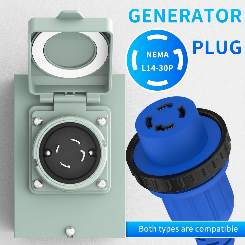 BEBOBLY Generator Inlet Box, 30 Amp NEMA L14-30P Power Inlet Box for 4 ...